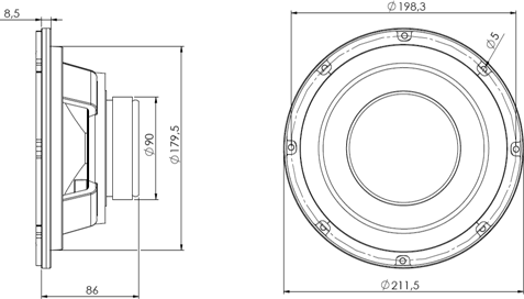 Beyma Speakers - Beyma 8BR40/N 8" speaker - Beyma 8BR40N 100 watt 8 ...